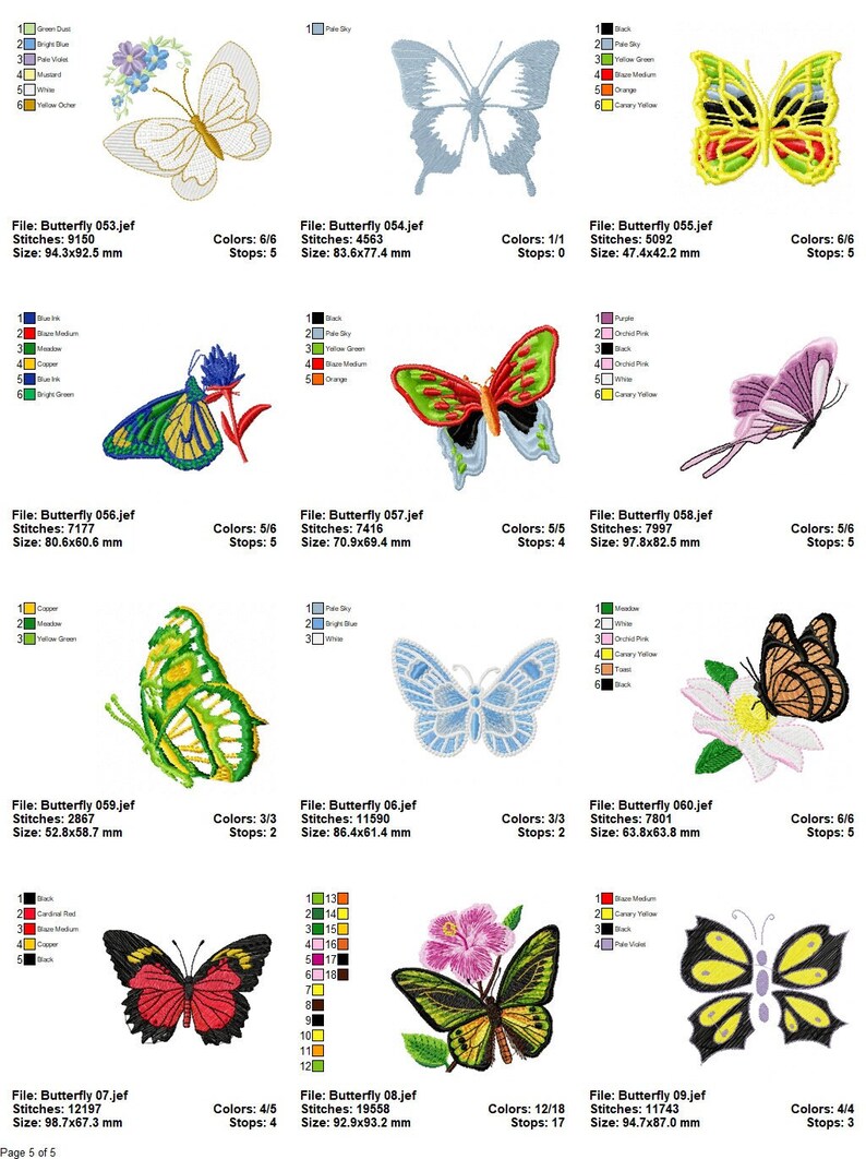 60 Butterflies Embroidery Designs – Butterfly - Embroidery Pattern ...