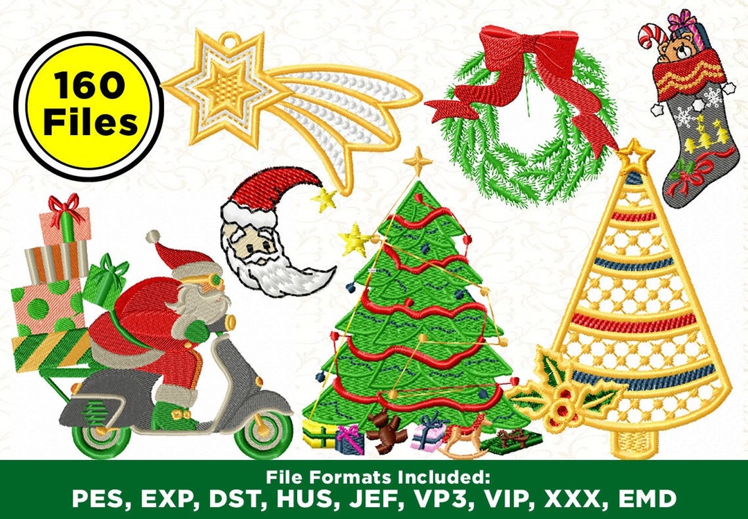 160 Christmas Designs for Embroidery Machine - Christmas Tree ...