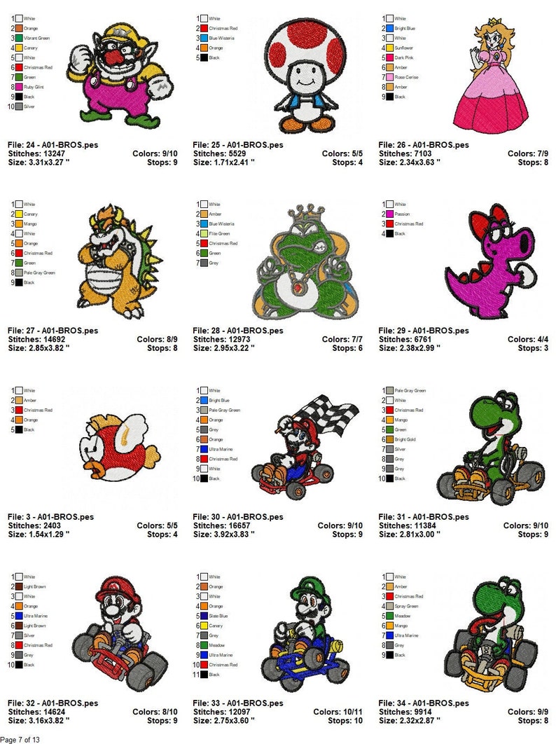 150 Embroidery Super Mario, Embroidery Patterns, Embroidery Design for ...