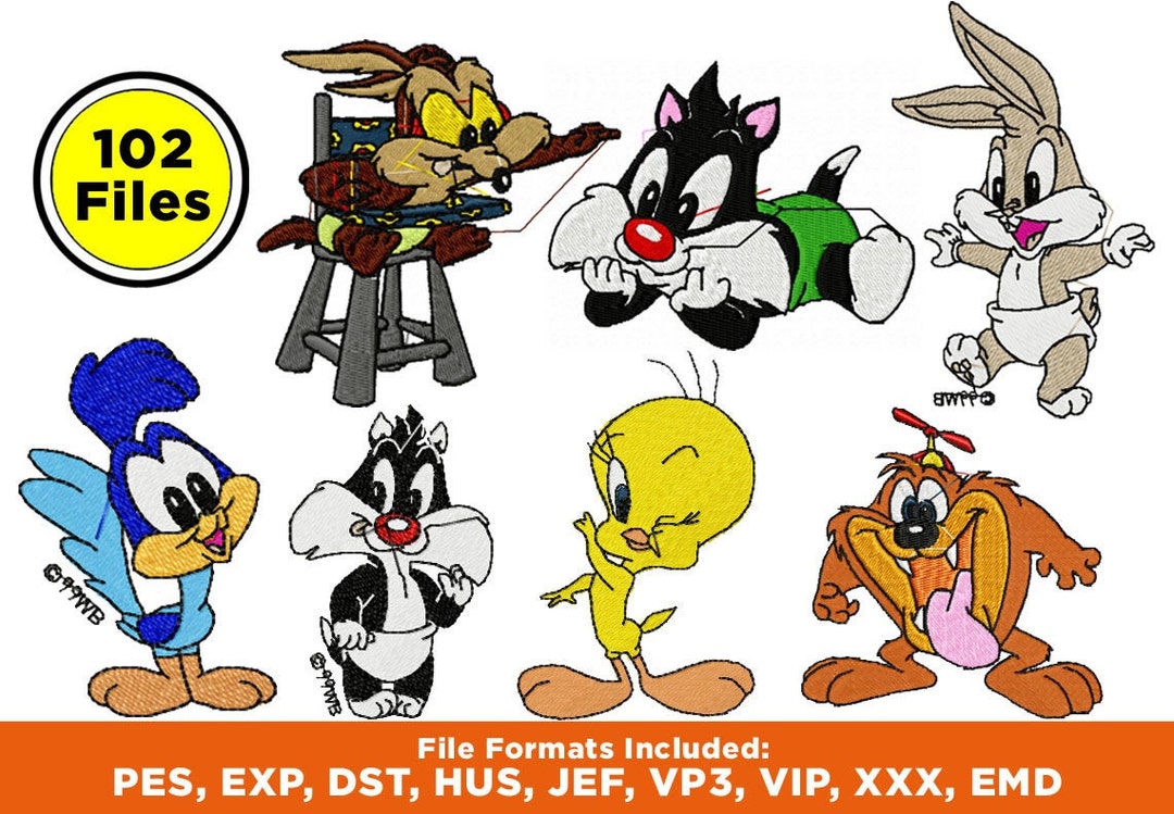 Looney Tunes Embroidery - 102 Bundle Machine Embroidery Designs - Baby ...