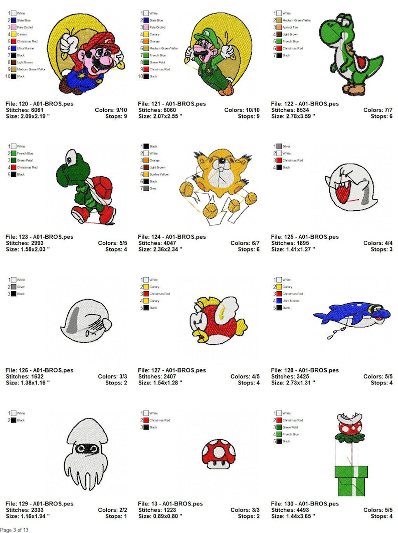 150 Embroidery Super Mario, Embroidery Patterns, Embroidery Design for ...