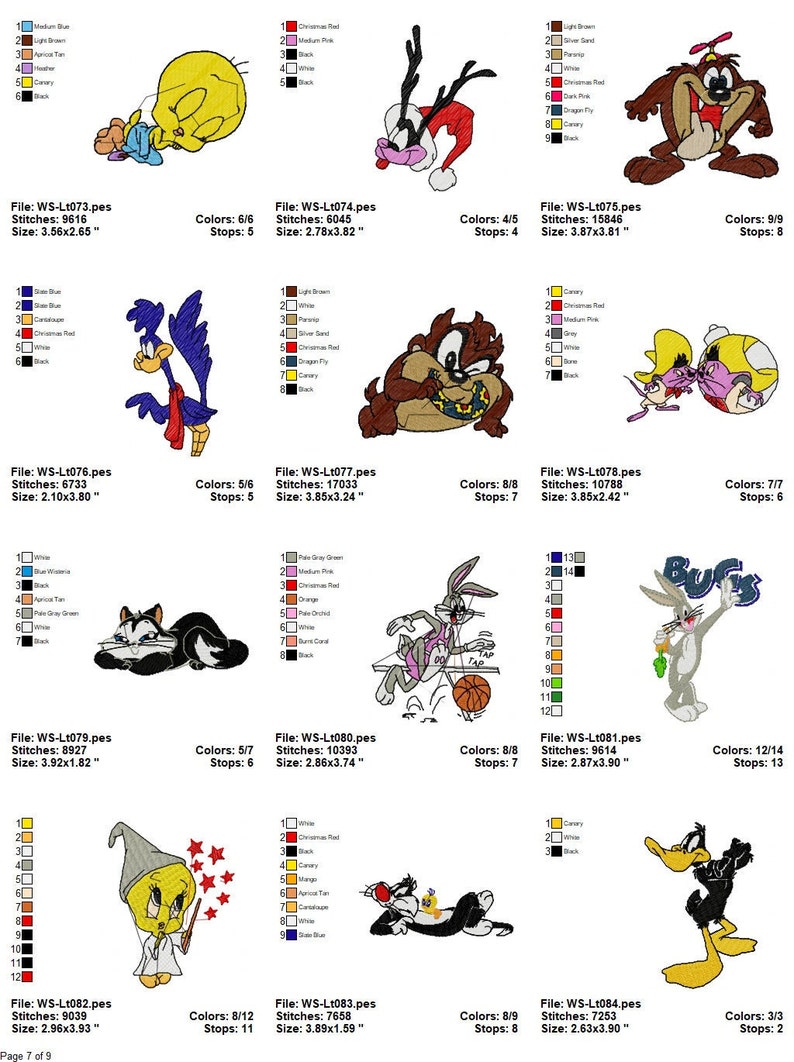 Looney Tunes Embroidery 102 Bundle Machine Embroidery - Etsy