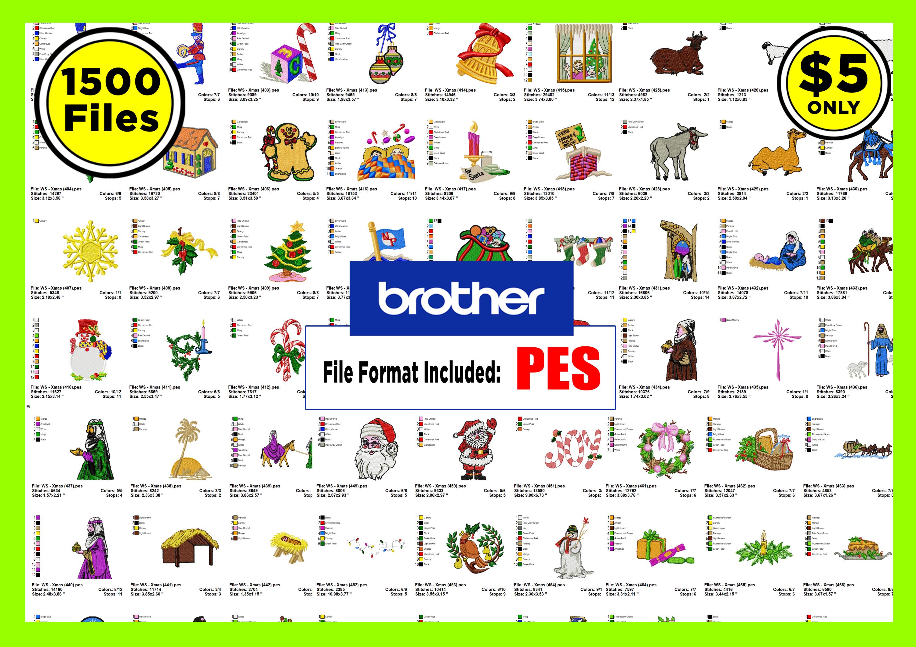 BROTHER PES - 1500 Embroidery Files Collection - Christmas Embroidery ...
