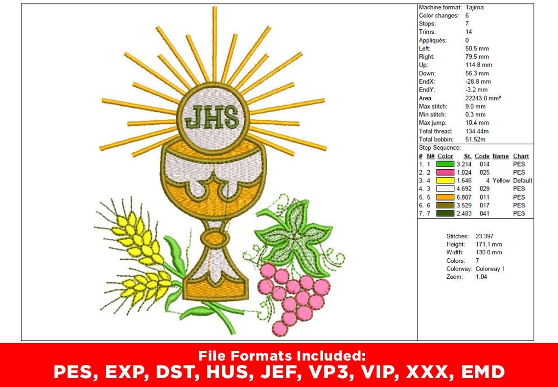 Chalice Embroidery Designs 6 Designs Catholic Embroidery - Etsy