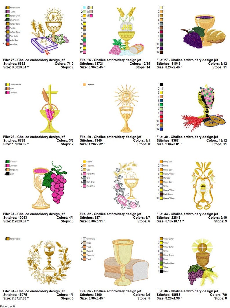 70 Chalice Embroidery Designs - Eucharist & Communion - Catholic ...