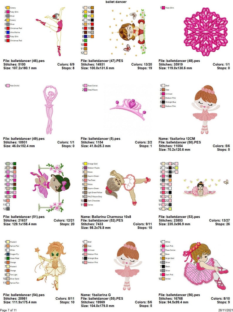 130 Beautiful Ballerina Embroidery Designs Ballet Embroidery - Etsy