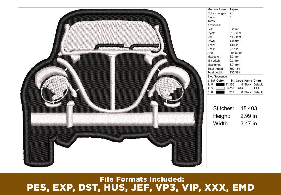 3 Embroidery Designs Volkswagen Car Embroidery Designs - Etsy