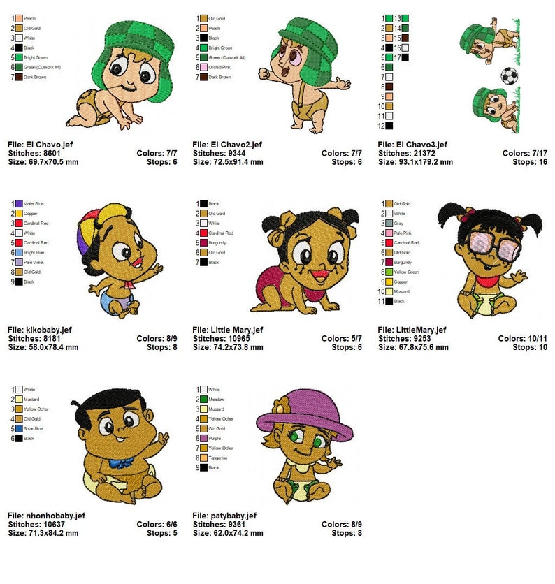 El Chavo Del 8 Bundle Baby Embroidery Baby Aplique Cute - Etsy