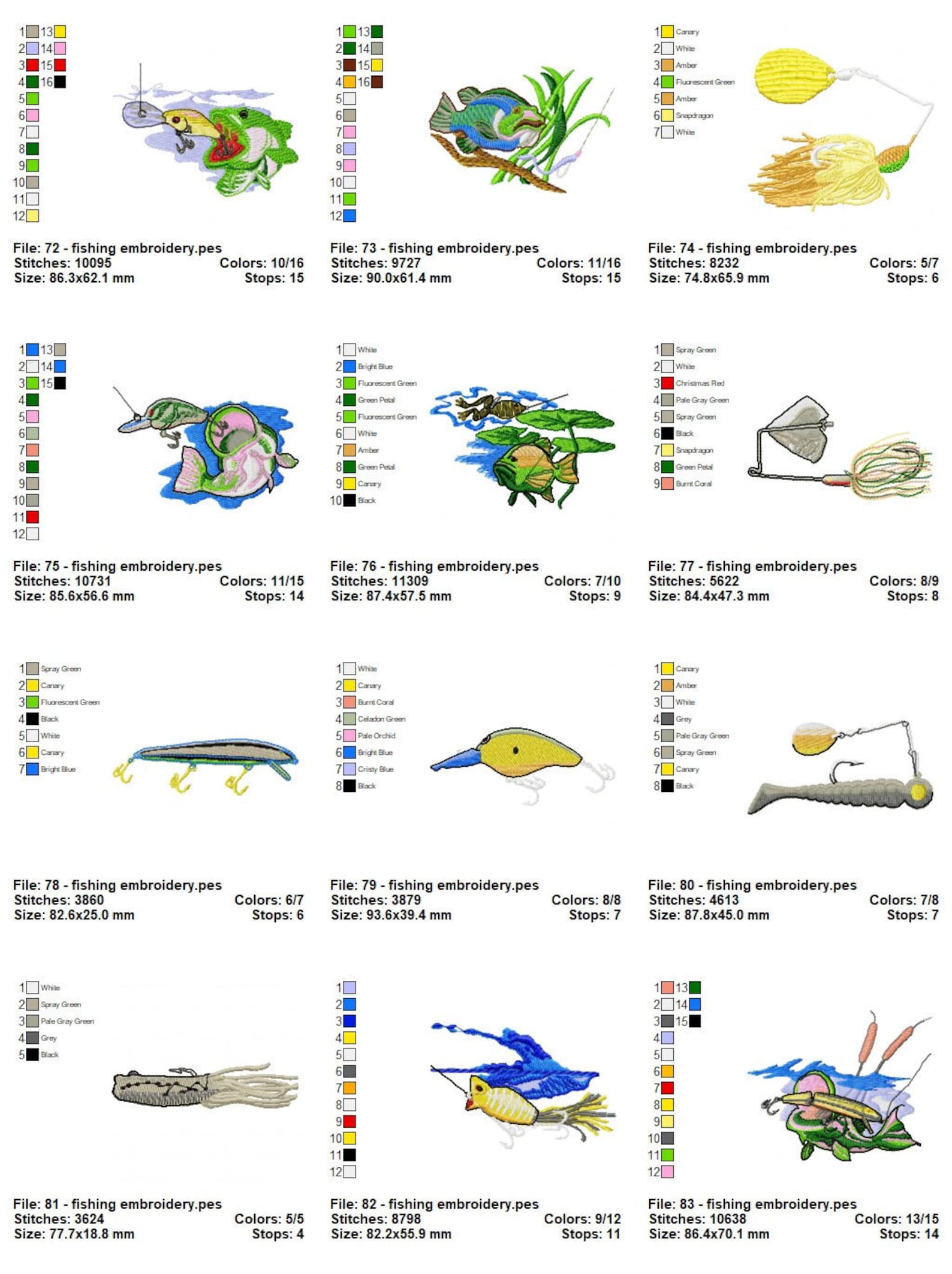 94 Fishing Embroidery Designs - Fish Hook Embroidery- Fisherman ...
