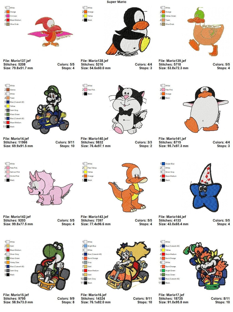 135 Designs Super Mario Machine Embroidery Designs Mario | Etsy