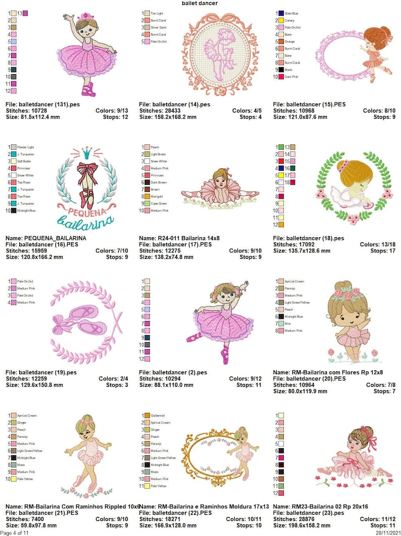 130 Beautiful Ballerina Embroidery Designs, Ballet Embroidery Pattern ...