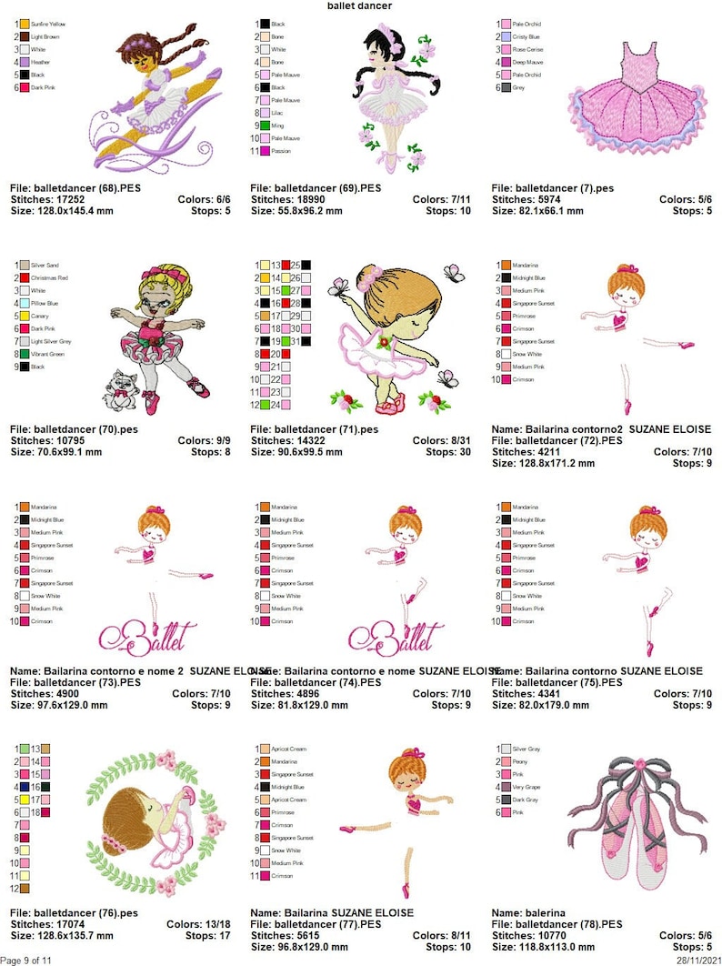 130 Beautiful Ballerina Embroidery Designs Ballet Embroidery - Etsy