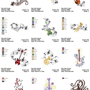 39 Designs - Musical Instrument Collection - Notes Machine Embroidery ...