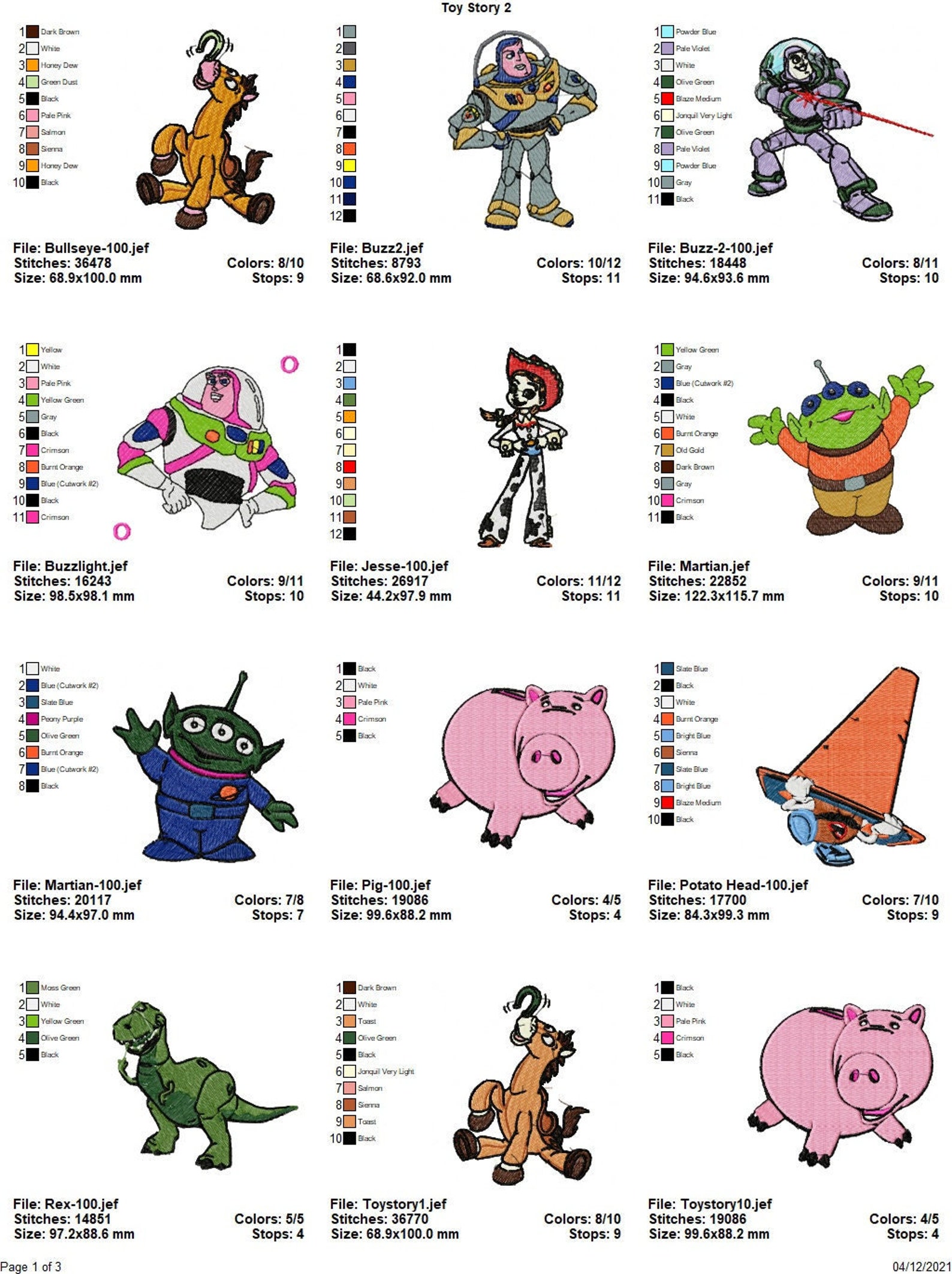 40 Toy Story Machine Embroidery Designs Pes, Jef, Exp, Xxx, Dst. Hus - Etsy