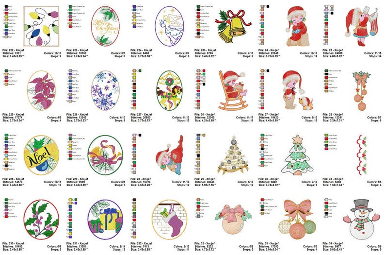 230 Christmas Embroidery Designs Bundle, Xmas Merry Chrismas, Includes ...