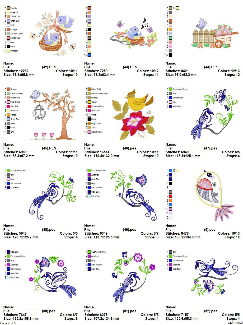 56 Birds Machine Embroidery Designs INSTANT DOWNLOAD - Etsy