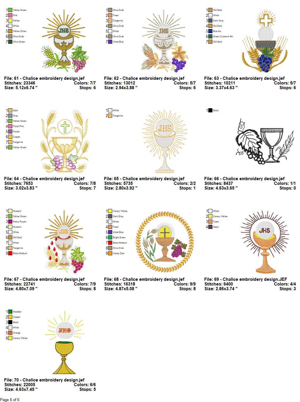 70 Chalice Embroidery Designs - Eucharist & Communion - Catholic ...