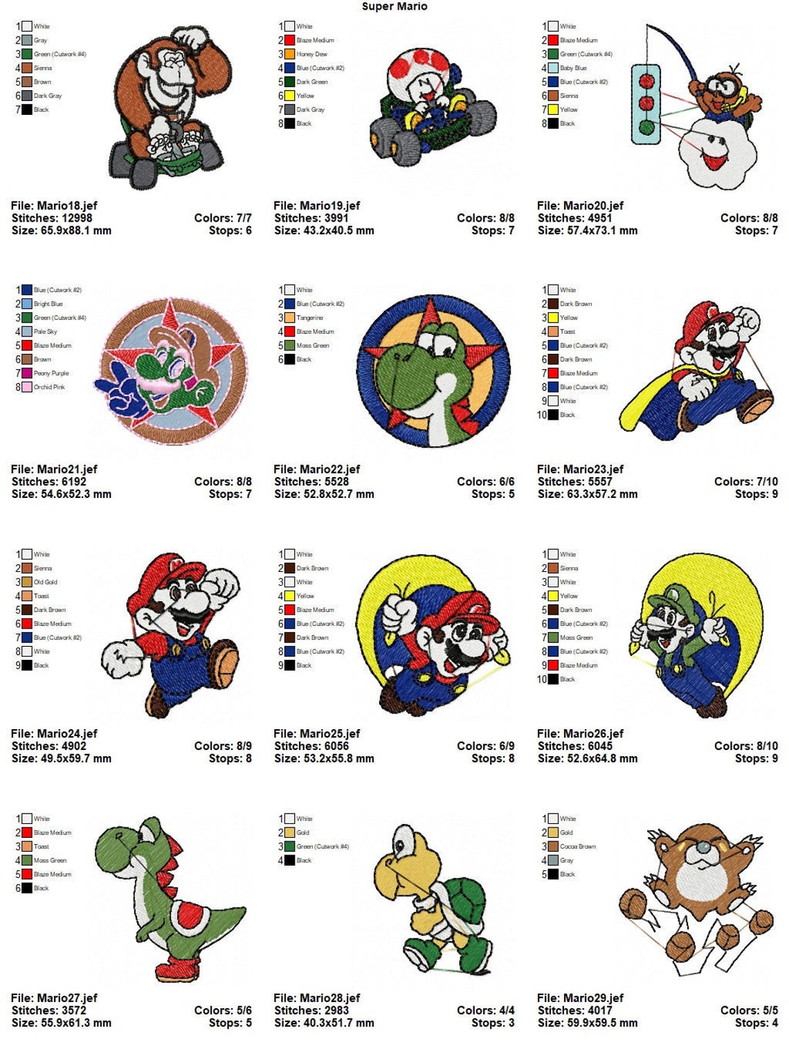 135 Designs Super Mario Machine Embroidery Designs Mario | Etsy