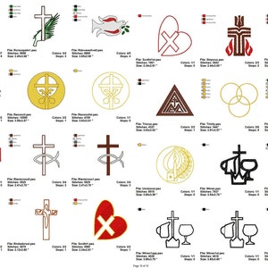 120 Designs, Cross Embroidery Designs, Religious Symbol Designs for ...
