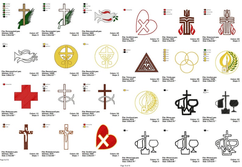 120 Designs, Cross Embroidery Designs, Religious Symbol Designs for ...