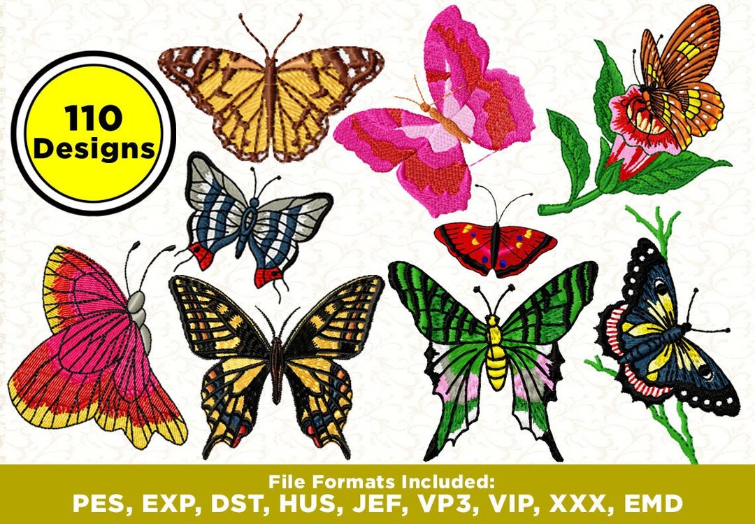 110 Embroidery Designs - Butterfly Machine Embroidery Designs ...