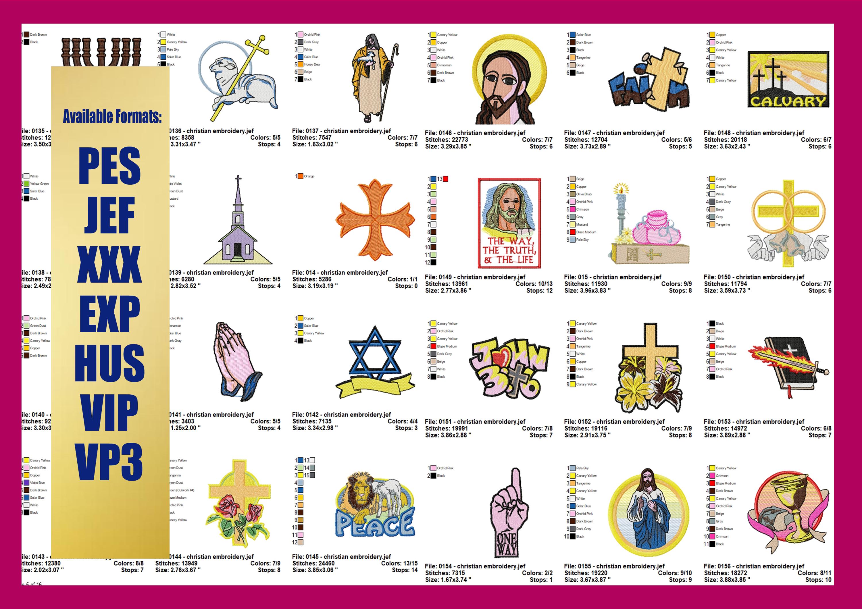 185 Religious Embroidery Designs Bundle, Embroidery Patterns, Bible ...