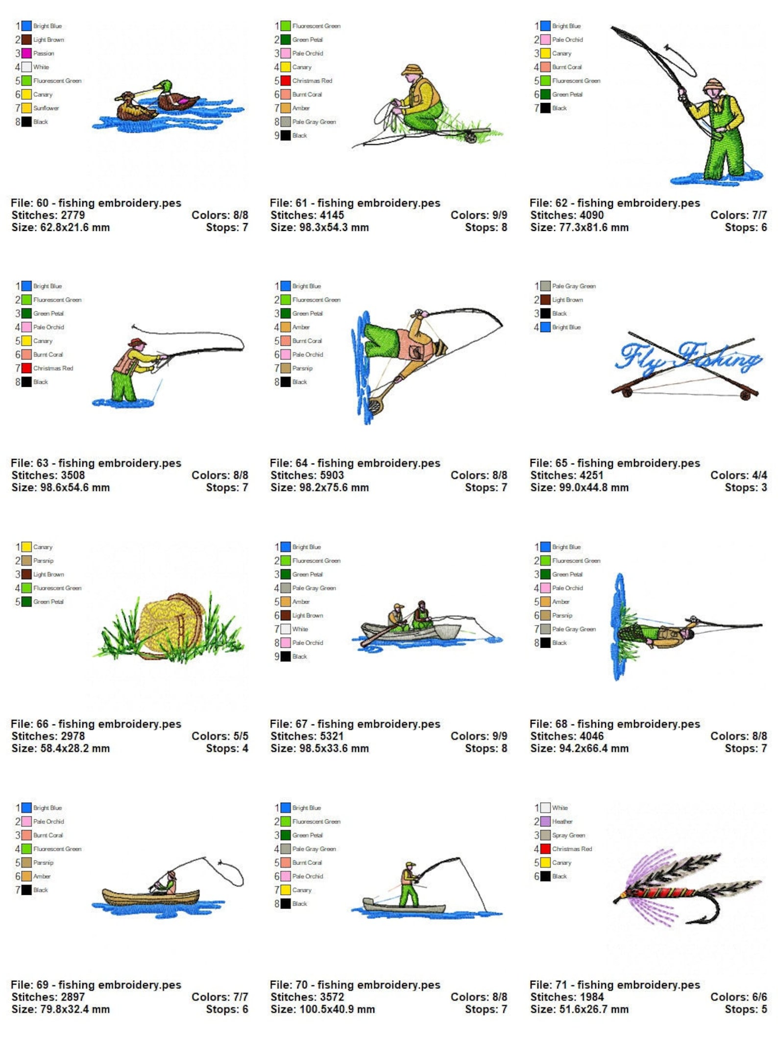94 Fishing Embroidery Designs - Fish Hook Embroidery- Fisherman ...