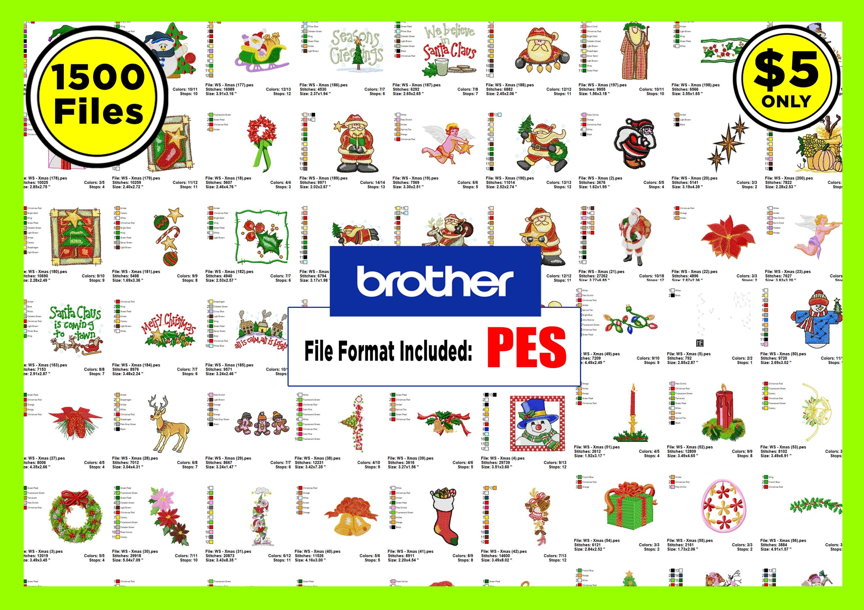 BROTHER PES - 1500 Embroidery Files Collection - Christmas Embroidery ...