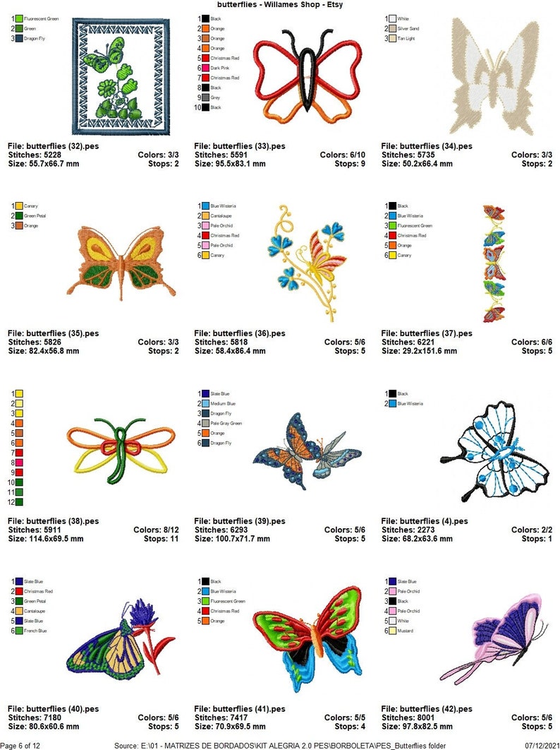 134 Butterfly Embroidery Machine Designs Bundle Set Designs - Etsy