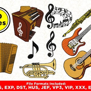 50 Embroidery Designs, Music Embroidery, Instrument Design, Saxophone ...