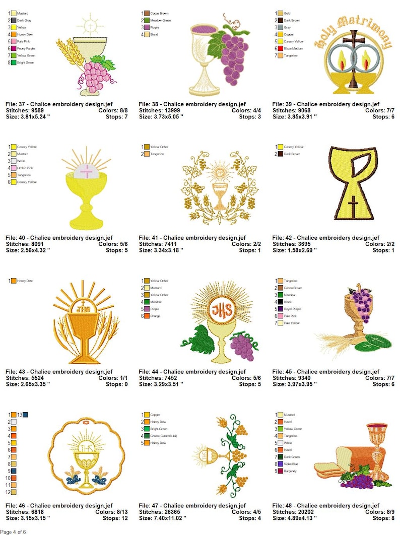 70 Chalice Embroidery Designs - Eucharist & Communion - Catholic ...
