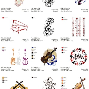 39 Designs - Musical Instrument Collection - Notes Machine Embroidery ...