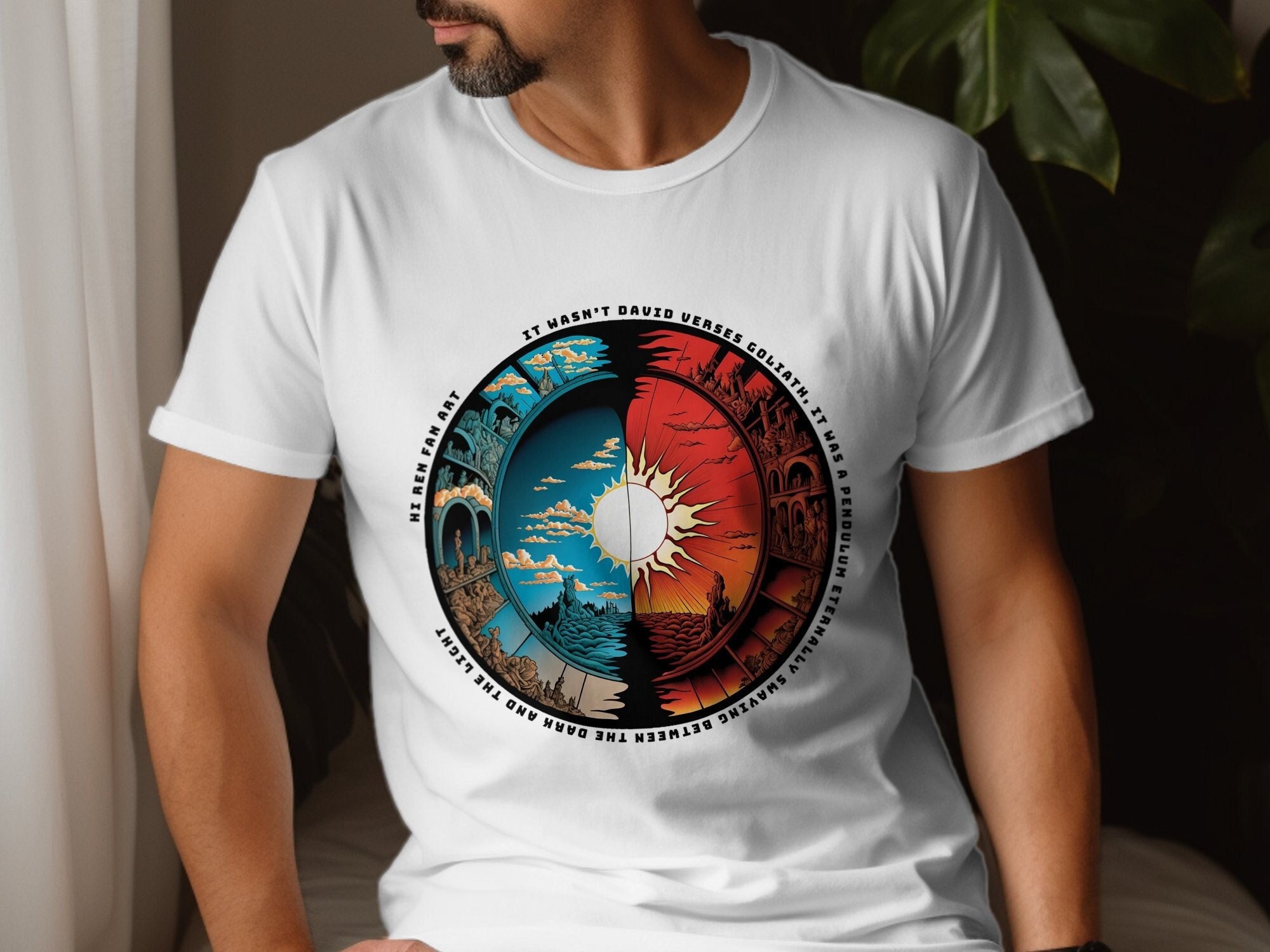 Hi Ren T Shirt With Quote From Song and Image of Heaven and Hell Music ...