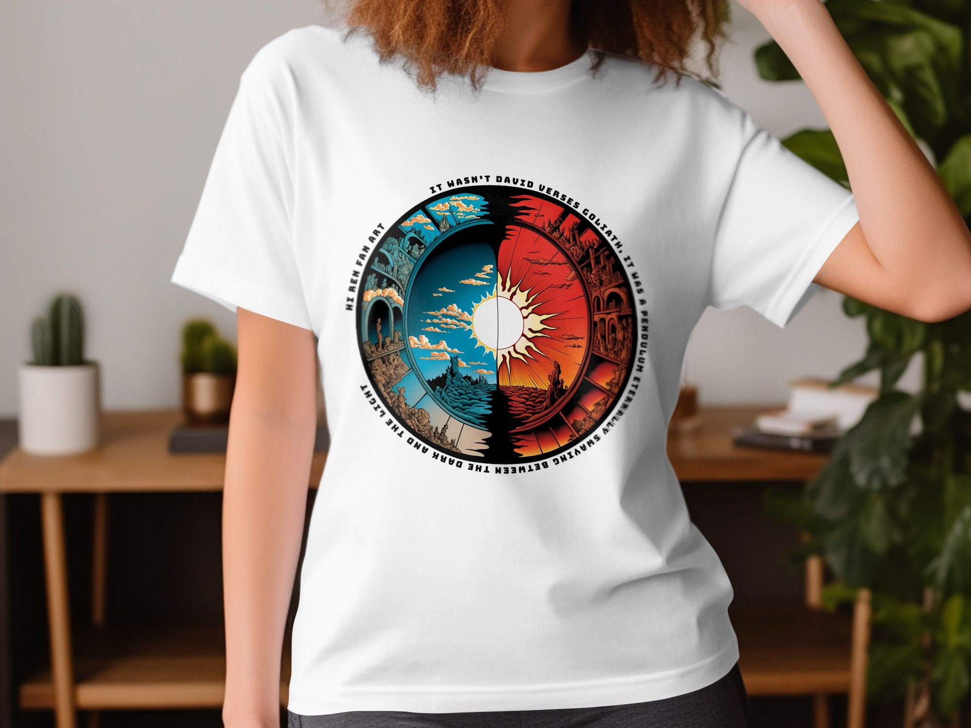 Hi Ren T Shirt With Quote From Song and Image of Heaven and Hell Music ...