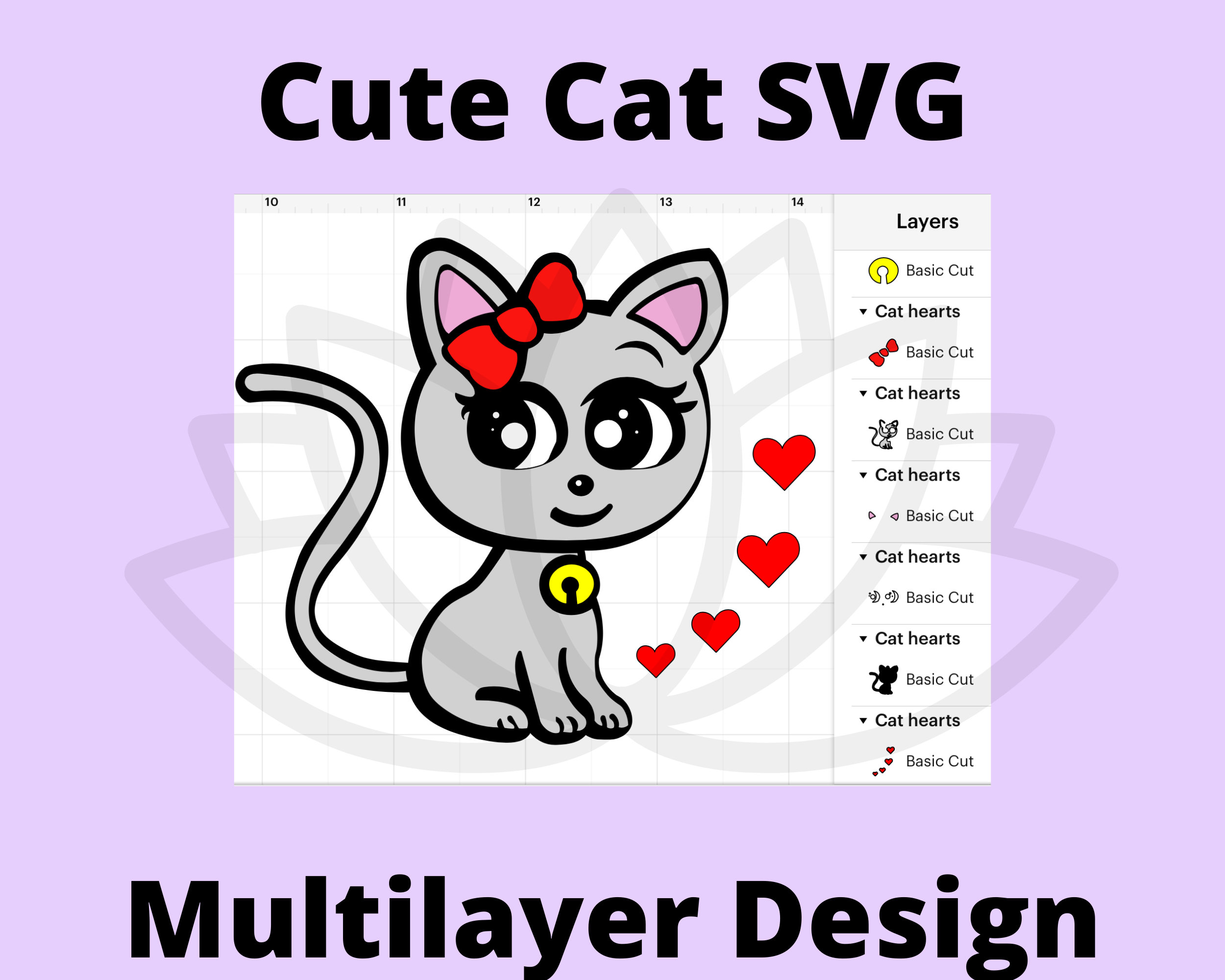 Cute Female Cat SVG Digital File for Cricut Cutting Machine. Multilayer ...