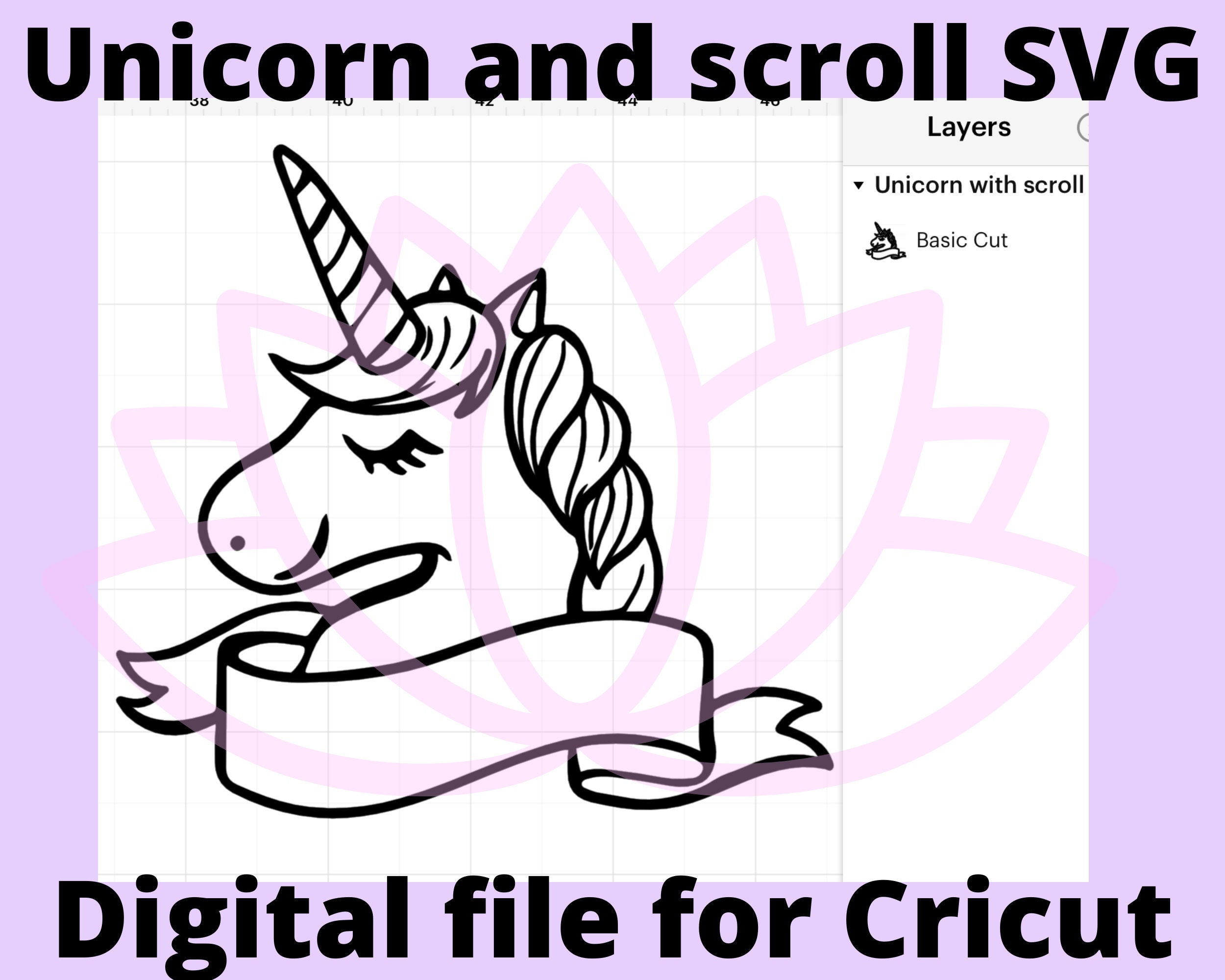 Unicorn With Scroll SVG File for Cricut. Digital File, Ready to Make ...