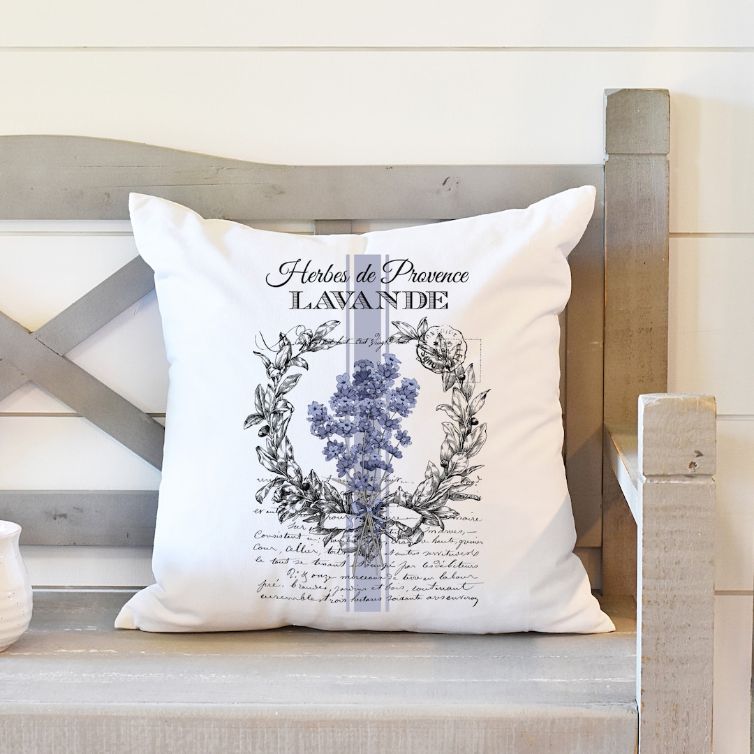 French Country, Throw Pillow Cover, Lavender, Grain Sack, Spring ...