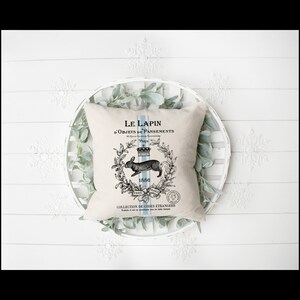 French Country Pillow Cover, Blue Rabbit, Spring, Easter, Indoor ...