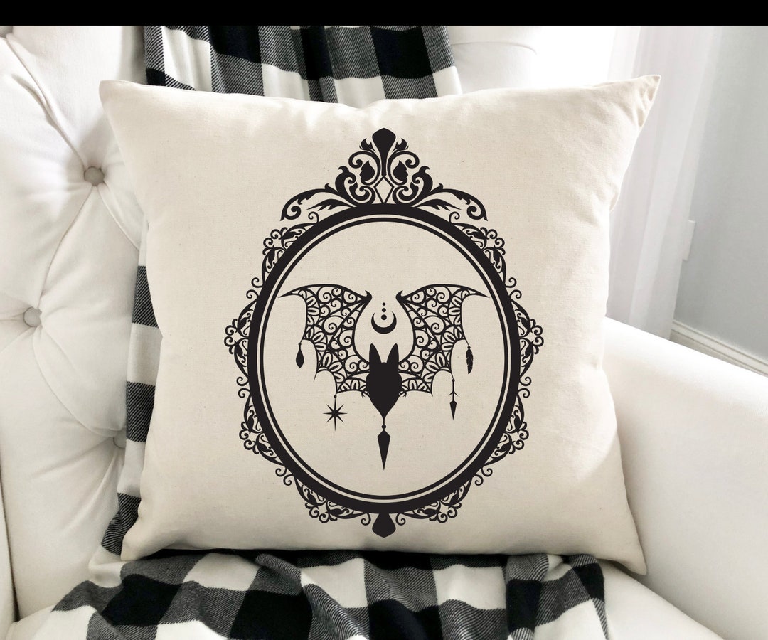 Pillow Cover, Gothic Bat, Elegant Victorian Design, 16x16 or 18x18, Use ...
