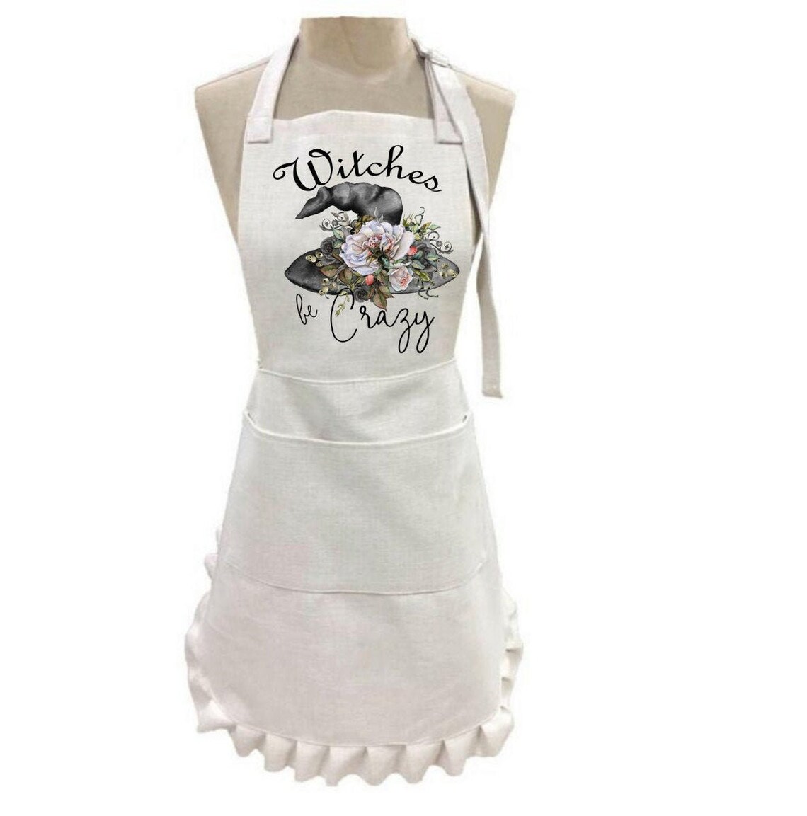 Ruffled Apron Witches Be Crazy Halloween Baking or Handing - Etsy