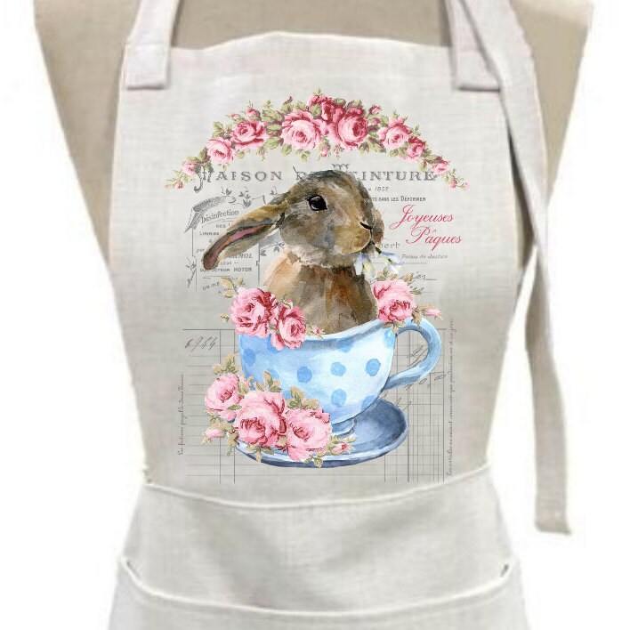 Shabby Chic Bunny Farmhouse Ruffled Apron Spring Large - Etsy