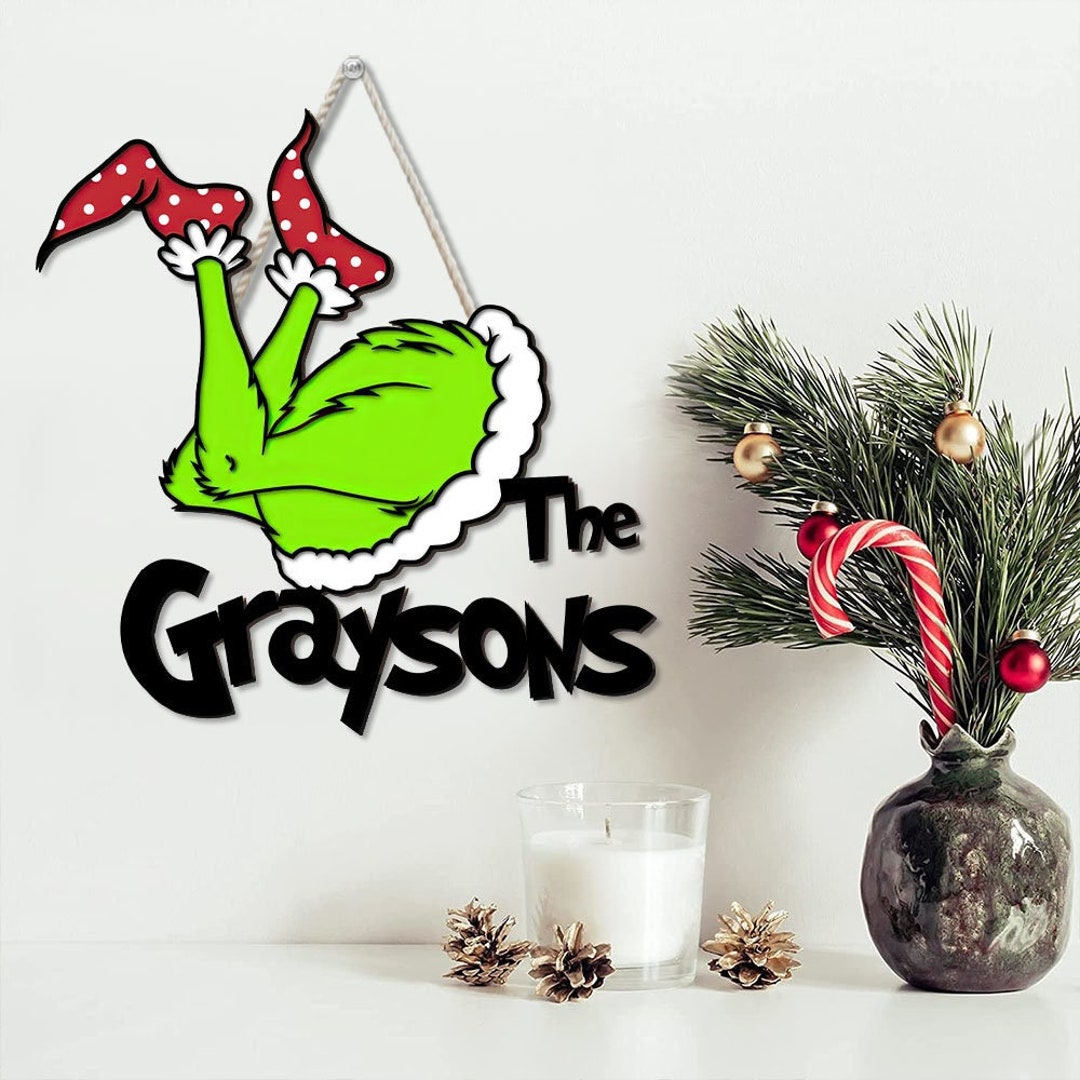 Personalized Grinchmas Sign Christmas Grinch Leg Sign Custom - Etsy