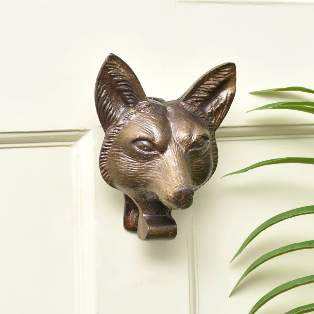 Antique Inspired Fox Door Knocker, Hand Carved Door Knocker, Animal ...