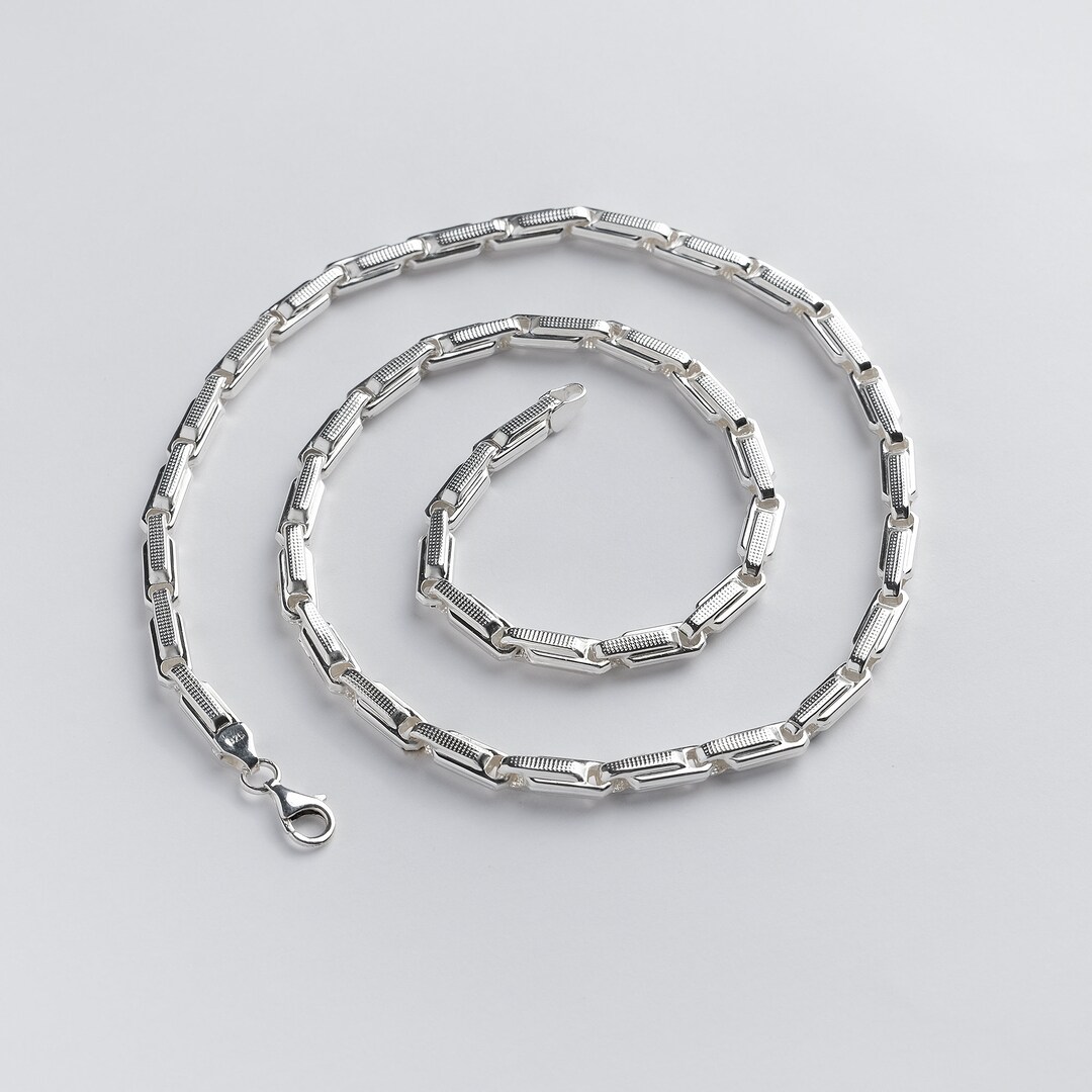 White Square Byzantine Chain Necklace,silver Bali Chain,925 Sterling ...