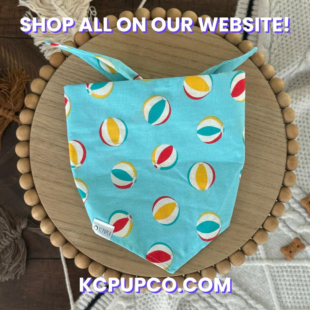 Ken Bandana | Summer Beach Balls on Light Blue Cotton Tie on Bandana - Etsy