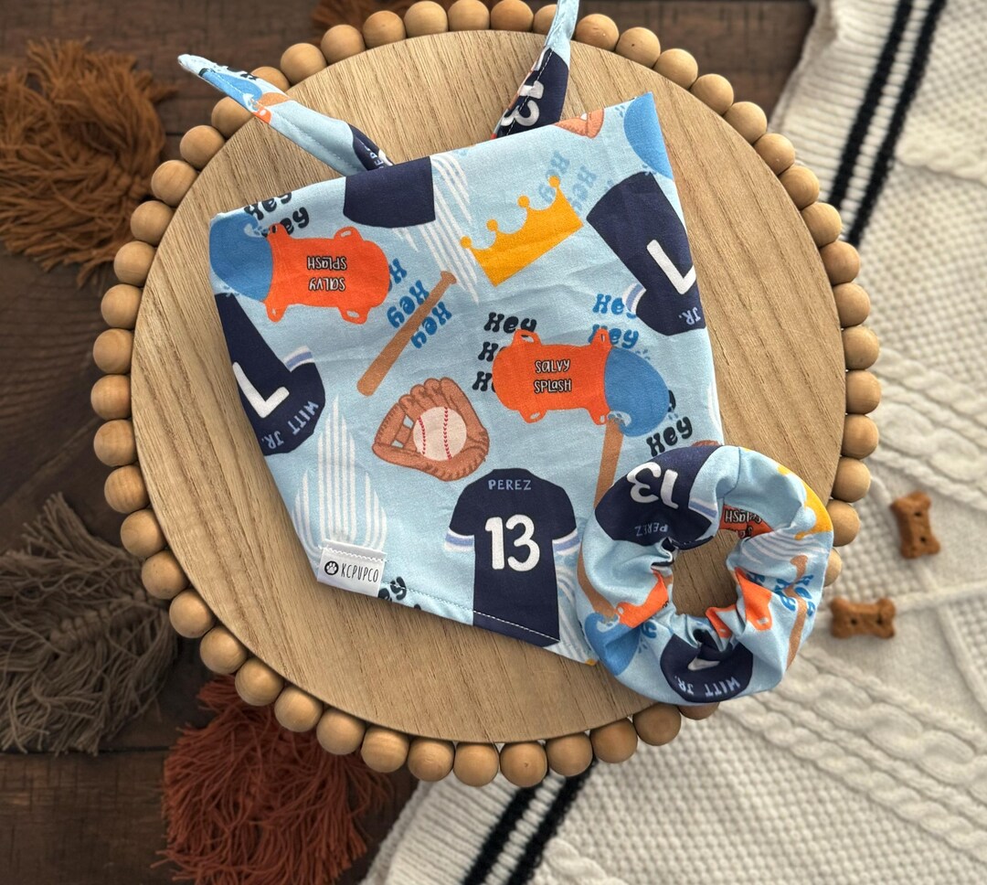 Boys in Blue Bandana | KC Baseball Themed Tie on Cotton Bandana - Etsy
