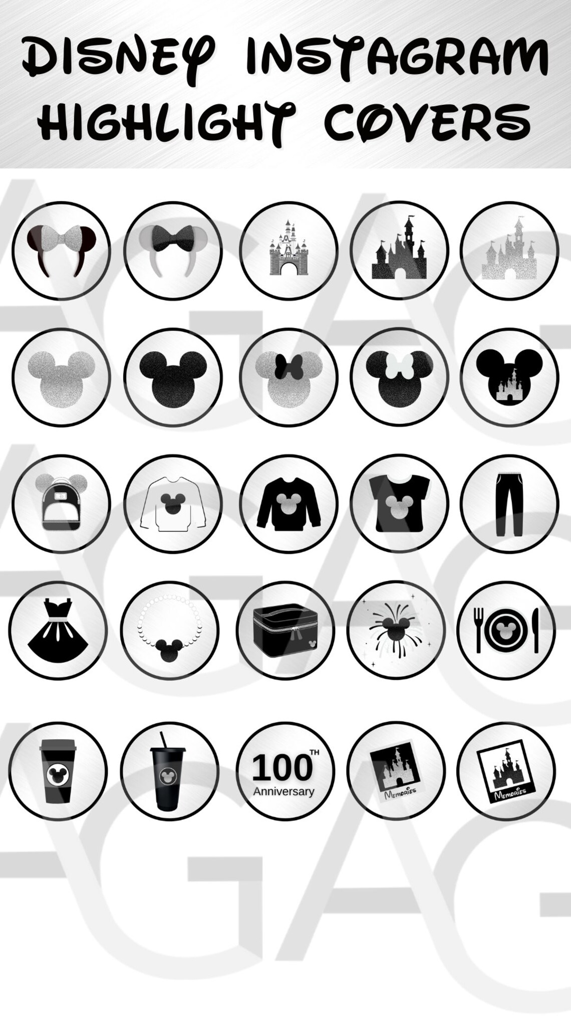 100th Anniversary Instagram Highlight Covers Silver | Instagram Story ...