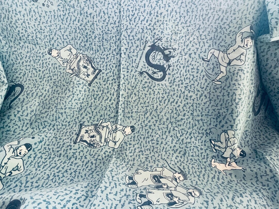 Vintage Tintin Fabric - the Blue Lotus - Etsy