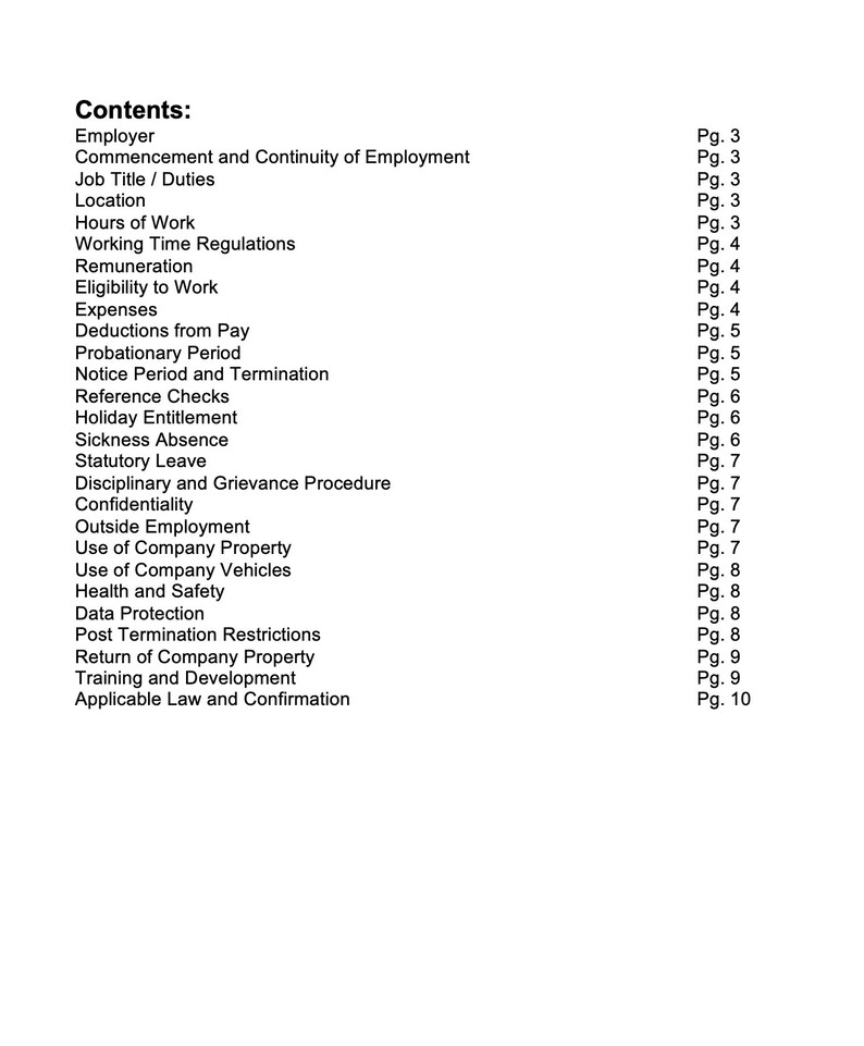 Employment Contract | UK | Editable Word Download | Business Resources ...