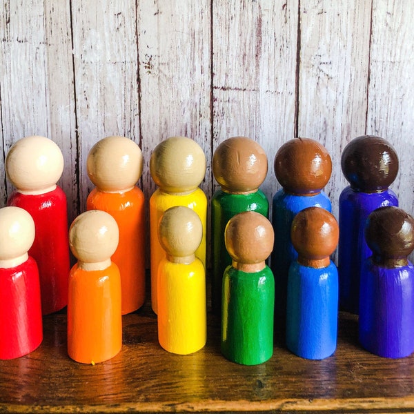 Rainbow Peg People - Etsy